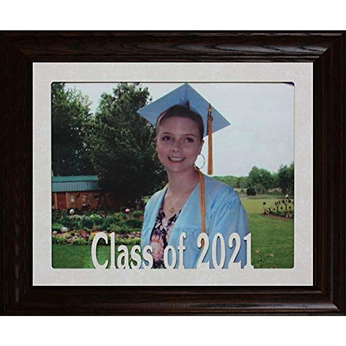 8x10 Class of 2021 (or ANY YEAR) Portrait or Landscape Senior/Graduate School Photo Keepsake Frame ~ Laser Cut Cream Mat with Frame