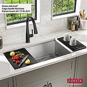 DELTA Rivet 32-Inch Workstation Kitchen Sink Undermount 16 Gauge Stainless Steel Single Bowl with WorkFlow Ledge and Chef’s Kit of 6 Accessories, 95B931-32S-SS