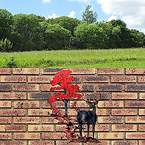 Metal Iron Whitetail Deer Wall Art Decoration Sculpture, 3D Elk Craft Home Hanging Ornament for Living Room for Living Room, Bedroom Bathroom (B)