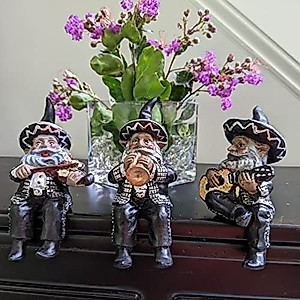 John Bernard & Company Mariachi Band Shelf Sitter Gnomes Statue Set of 3, 6 inches H, Includes Guitarist, Violinist, Trumpet Player, Funny Home or Garden Décor…. La Fiesta Collection