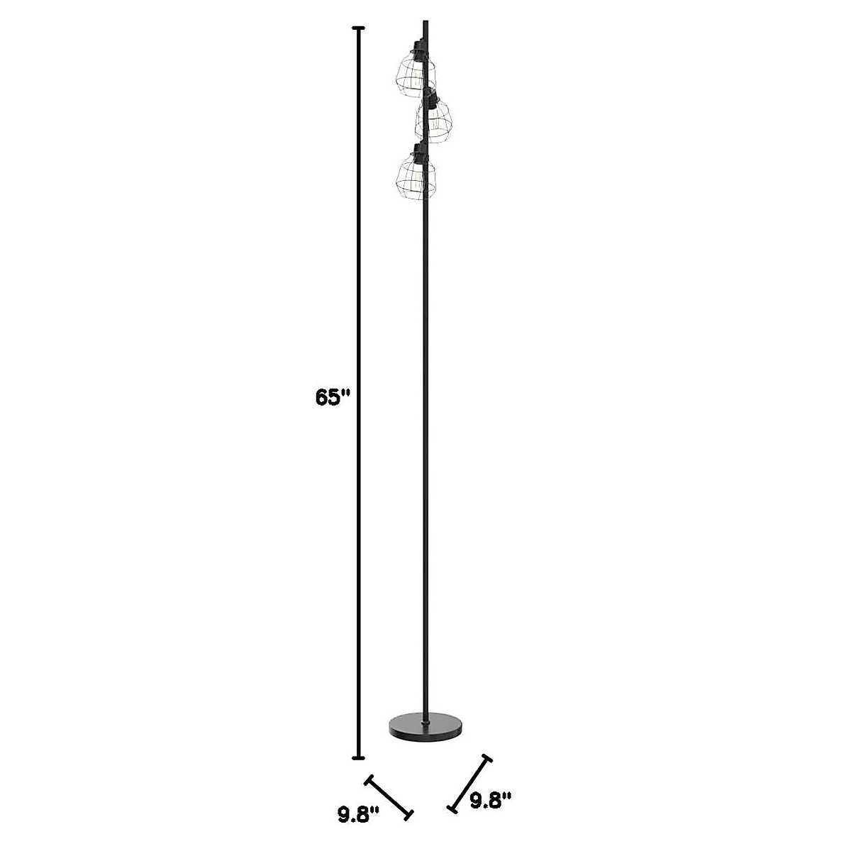 EDISHINE Industrial Floor Lamp for Living Room, Farmhouse 3-Light Tree Standing Lamp with 3 LED Bulbs & Adjustable Rotation Heads, Tall Vintage Pole Light for Bedroom, Reading Room, Office, Hotel