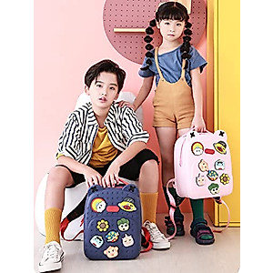 3D DIY Logo Children's toddler Backpack School Bag Waterproof Lightweight Shoulder Travel Bag for kids (Large, Blue)