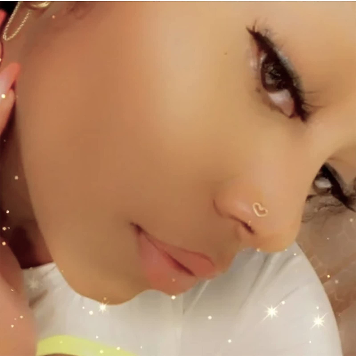 Heart Nose Ring Hoop 316L Surgical Steel Nose Hoop For Women Men 20g Nostril Hoop Piercing Jewelry