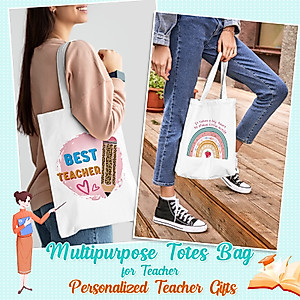Amylove 8 Pcs Teacher Appreciation Gifts Canvas Tote Bags Bulk Thank You Teacher Bag Rainbow Inspirational Handbag(Classic)