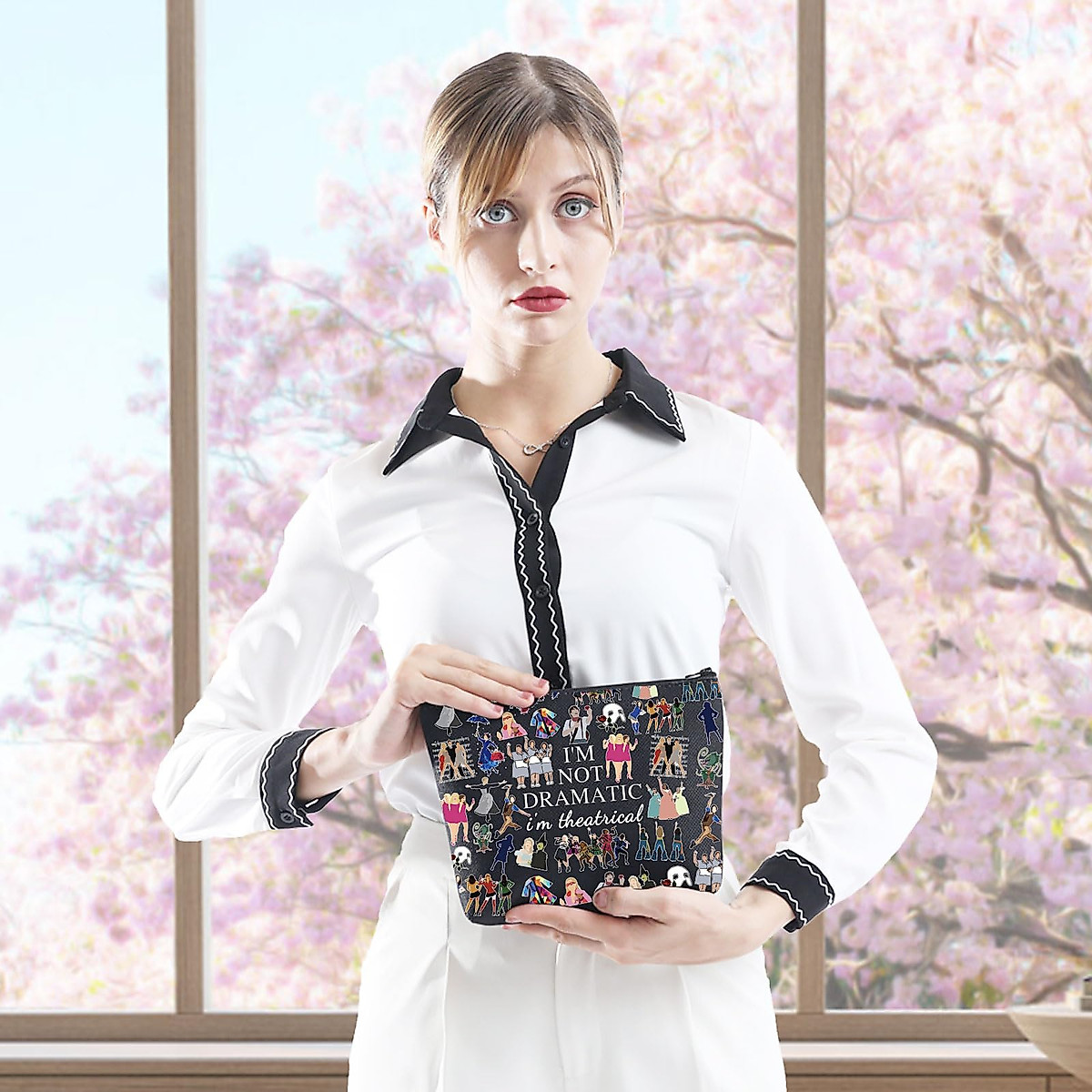 GJTIM Broadway Musical Gift Makeup Bag Theatre Bag I'm Not Dramatic I'm Theatrical Musical Theatre Gift West End Broadway Zipper Pouch (I’m Theatrical Black)