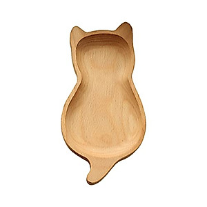BESTonZON Japan Candy Wood Cat Plate, wood serving platters cat shaped tray japanese wood plate Cat Shaped Serving Vintage Tray