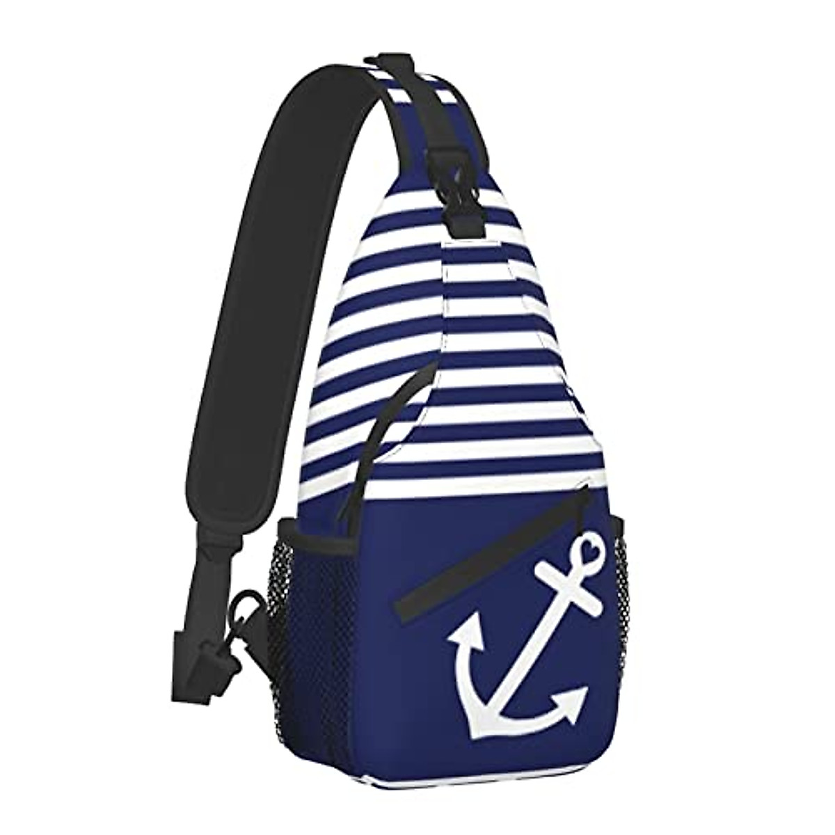Navy Blue Love Anchor Nautical Sling Bag Crossbody Daypack Travel Hiking Mini Fashion Shoulder Backpack for Men Women Kids