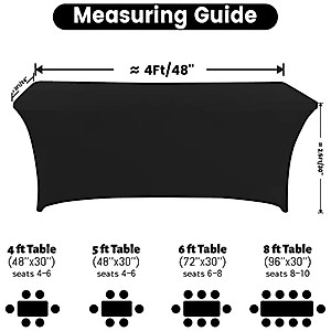 Fhberni Spandex Table Cover 4 ft. Fitted Polyester Tablecloth Stretch Table Cover Table Topper Open Back - Black