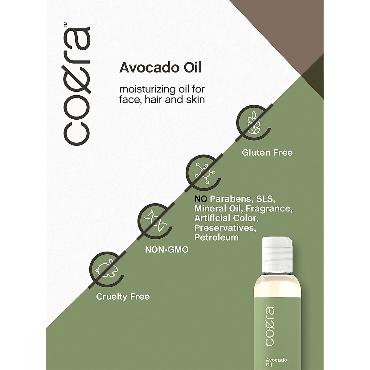 Horbäach Avocado Oil | 4 fl oz | Moisturizing Oil for Face, Hair, Skin and Nails | Free of Parabens, SLS, & Fragrances | Coera