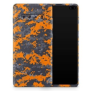 DesignSkinz Bright Orange and Gray Digital Camouflage Protective Vinyl Decal Wrap Skin Cover Compatible with The Samsung Galaxy S20 (Screen Trim & Back Glass Skin)