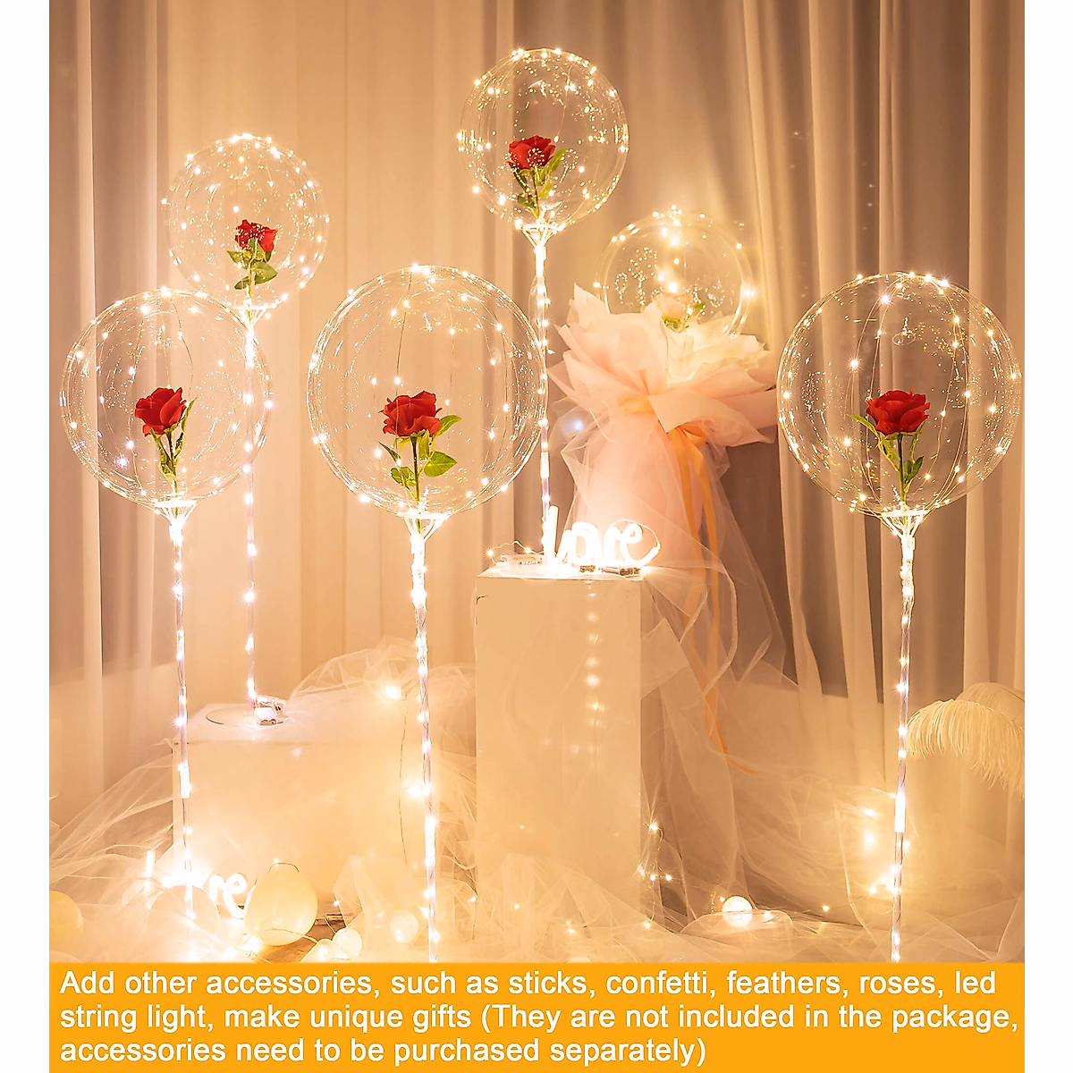 20 Inch Bobo Balloons Bubble Balloons, 10 Pcs Clear Bobo Balloon, Large Transparent Bubble Balloon for Christmas Wedding Birthday Party Decoration