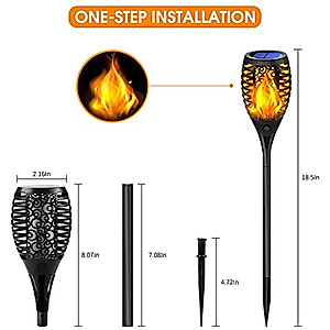 Solar Lights Outdoor, Solar Torch Light with Flickering Flame Waterproof Solar Flame Light Landscape Decoration Outdoor Powered Lights for Yard, Patio, Garden, Porch (Black 8 Pack)