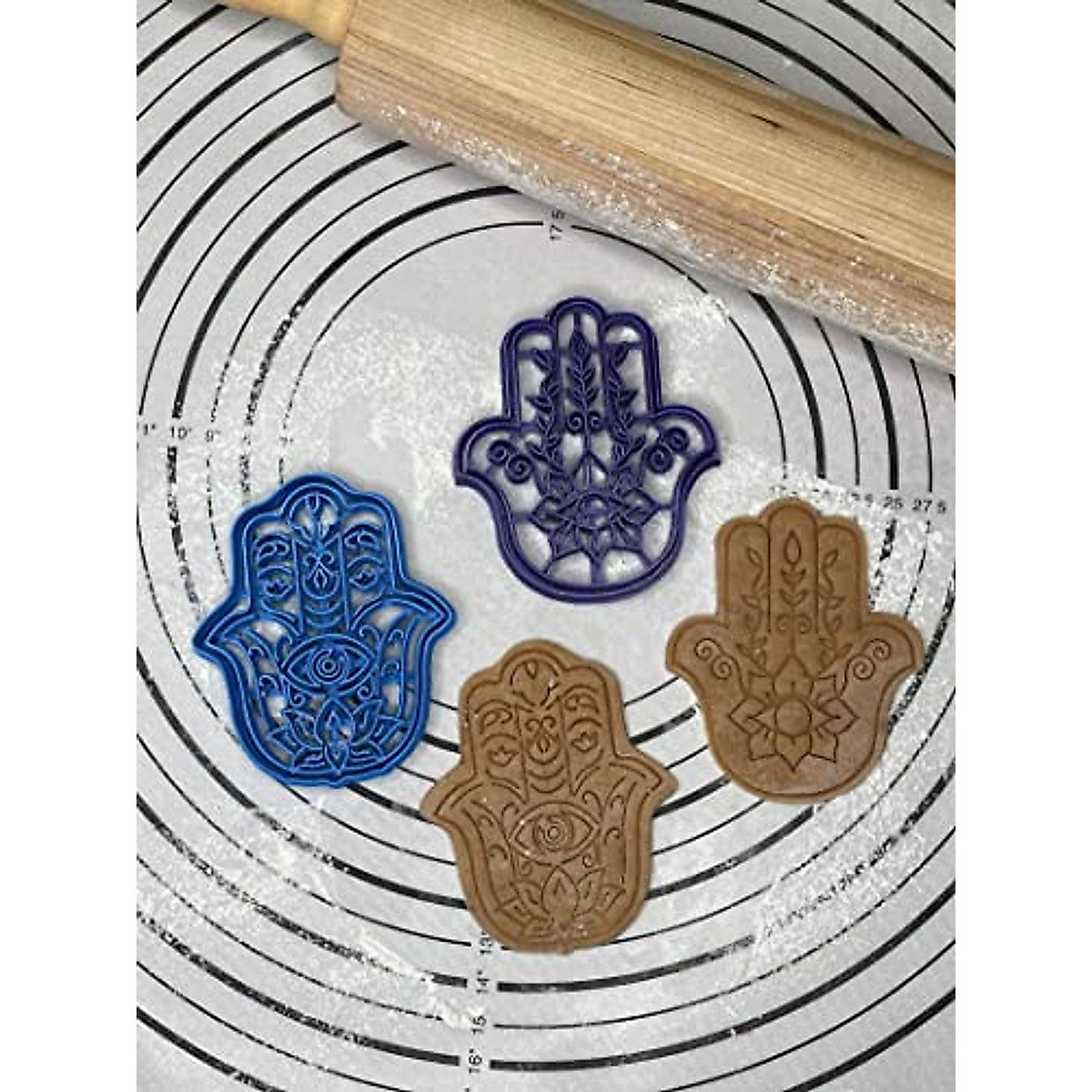 Premium Quality Set of 2 Hamsa Cookie Cutters & Molds 4” inch Produced by 3D Kitchen Art