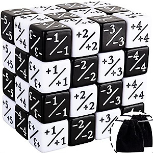 48 Pieces MTG Dice Counters Token Magic The Gathering Dice Set Creature Stats Buff Cube D6 Dice for CCG Card Card Games Accessory(Black, White)