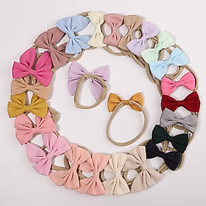 doboi 24pcs Baby Girls Flower and Hair Bows Headbands Soft Nylon Hairbands Elastic Hair Accessories for Newborns Infants Toddlers and Kids