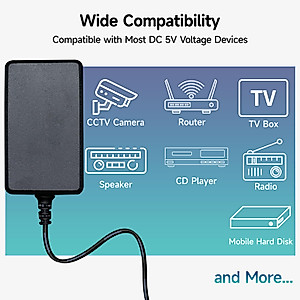 2Pack 5V 3A/3000mA DC Universal Power Supply Adapter, 100-240V 50/60Hz AC to DC 15W Wall Charger with 4 Tips for Router,CCTV Camera, Speaker,Power Bank, E-Reader,USB Fan and More 5V Devices, ETL FCC
