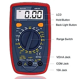 AstroAI 33D DC Current Digital Multimeter and New TRMS 2000 Counts AC/DC Current Voltage Resistance Capacitance Continuity Meter