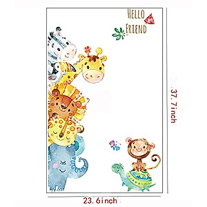 Cartoon Animals Wall Stickers DIY Children Mural Decals for Nursery Kids Baby Room Decor Bedroom Wardrobe Classroom Door Decoration (Animal)