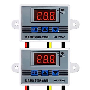 2Pcs W3002 Digital Temperature Controller 12V LED Thermostat Thermoregulator Heat Cool Temperature Thermostat Control Switch Probe with Waterproof Sensor XH-W3002 Meter Fridge Water Heating Cooling