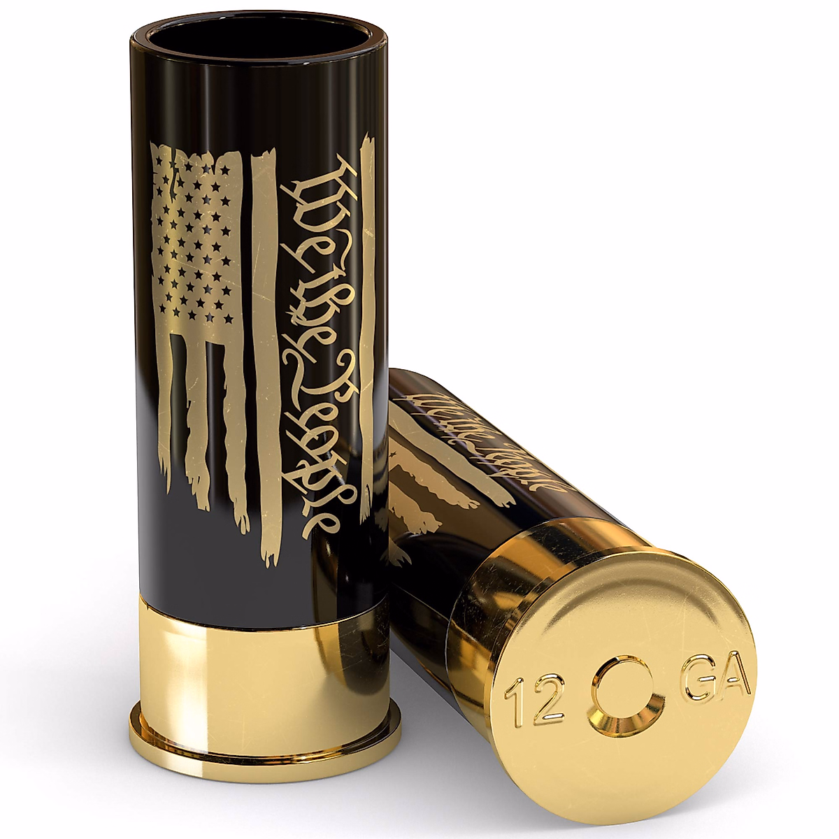 Old Southern Brass 12 Gauge Shot Glasses Set of 4 - We The People Patriotic American Flag