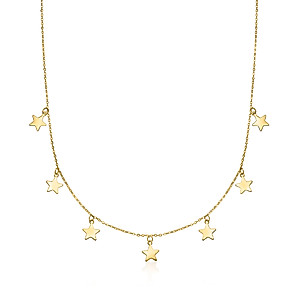 RS Pure by Ross-Simons Italian 14kt Yellow Gold Multi-Star Charm Necklace. 18 inches