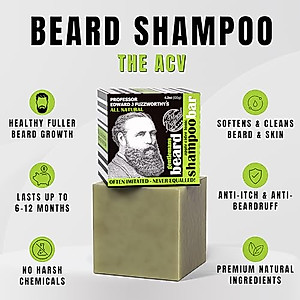 Professor Fuzzworthy's Beard Shampoo Bar - Tasmanian ACV - All Natural Ingredients - Tasmania Australia, 4.2 oz