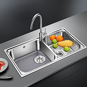 Silicone Kitchen Sink Mats 2Pcs, Large Sink Protectors for Kitchen Sink, 13.58*11.6" Dish drying mat for Bottom of Stainless Steel Sink, Rear Drain Non-Slip Heat Resistant Sink Protector Mat(Gray) (2)