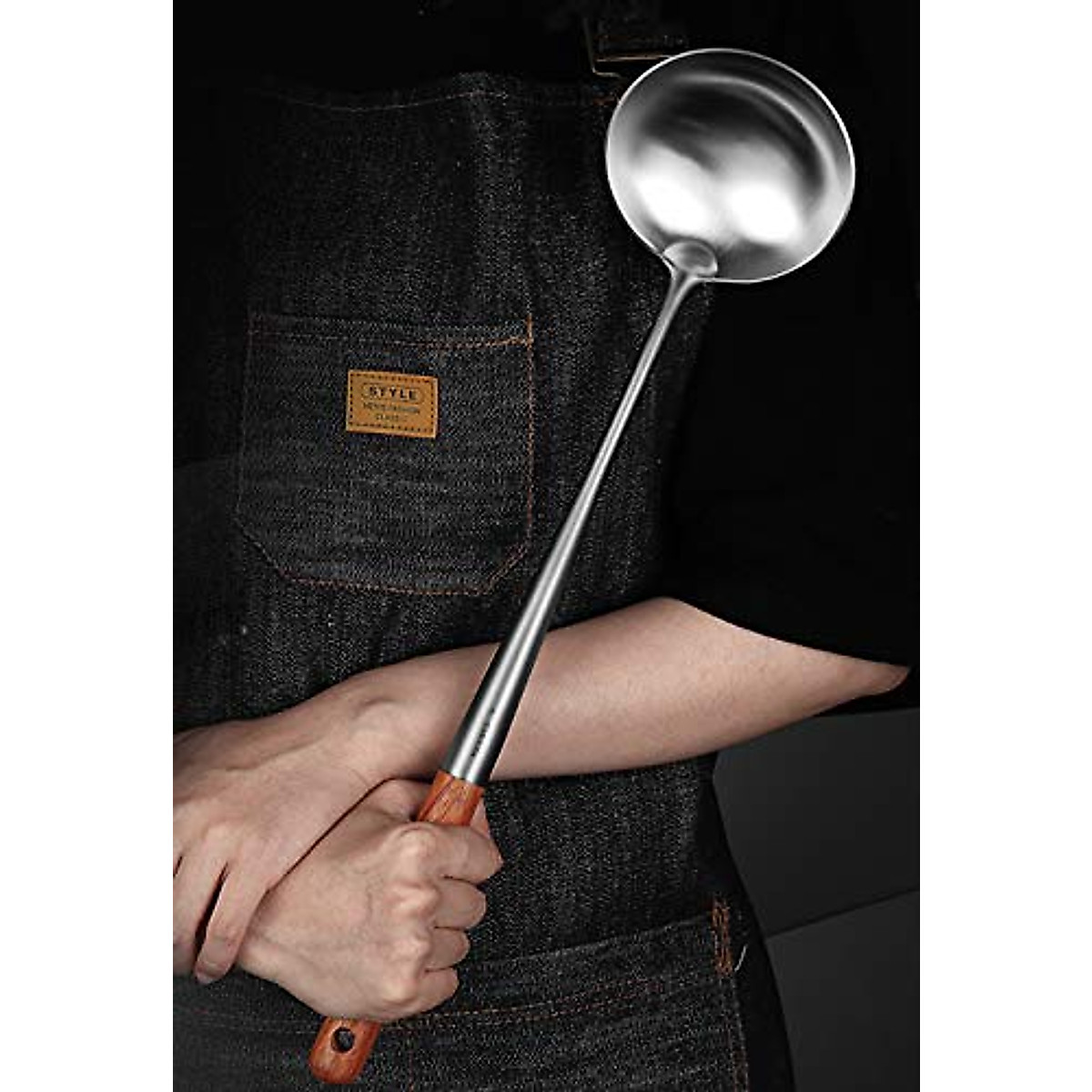 Wok spatula and ladle,Skimmer Ladle Tool Set, 17inches spatula for wok, 304 Stainless Steel wok spatula.