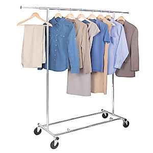 Richards Homewares Adjustable Rolling Garment Rack, 50 to 74.5 L x 22 W x 57 to 67-Inch H, Chrome