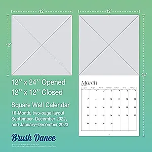 Poetry of Rumi | 2023 12 x 24 Inch Monthly Square Wall Calendar | Brush Dance | Art Poems Poet