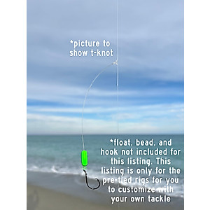 10 Pack Pre-Tied Double Drop Hi-Lo Surf Bait Bottom Fishing Leader Rigs Hand-Tied with T-Knot (30LB Mono)