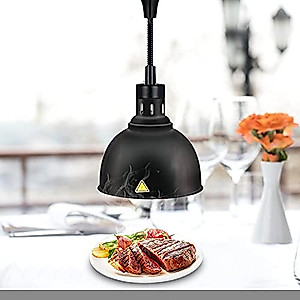 JIAWANSHUN Food Warmer Lamp Food Heat Lamp Warmer Bulb 250W Commercial Food Warmer Adjustable Hanging Food Heat Lamps Heating Lamp Restaurant Food Service Food Warming Pizza Warmer (Black) 110V
