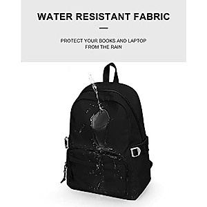 winspansy Small Travel Backpack For Women Men Aesthetic Lightweight Daypack Simple Cute Backpack Waterproof College bag Fit 14 Inch Laptop, Black