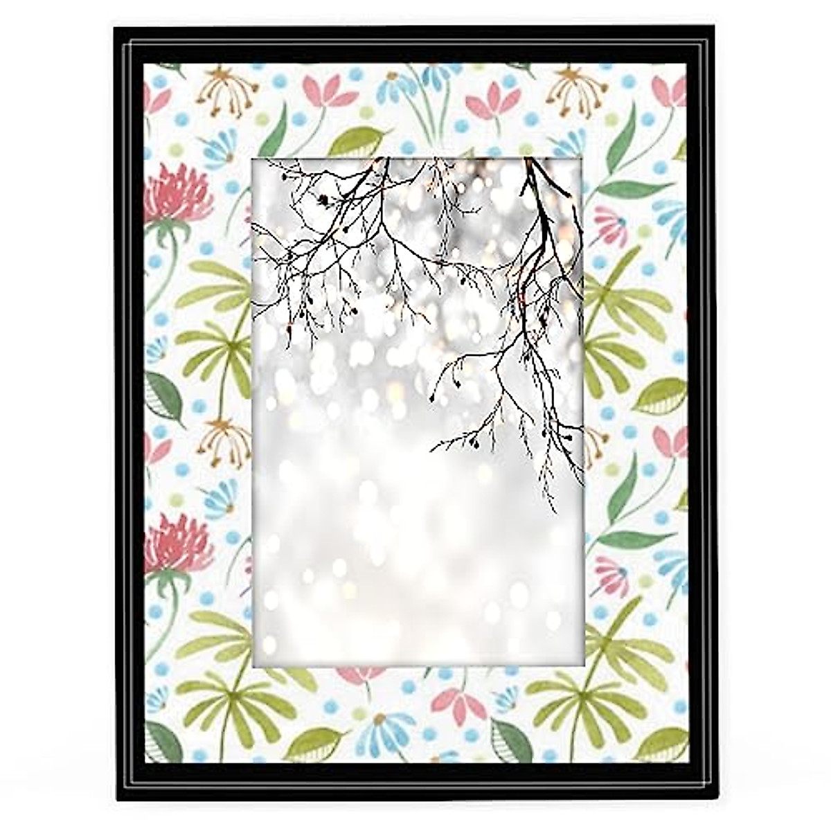 Lakiniss 4x6 Picture Frame, Picture Frames for Wall Eco Friendly Wood 4x6 Frame Durability Black Frames Poster Frames Gallery Photo Frame Picture Frames 4x6 (Lovely Flower Artwork Designs)