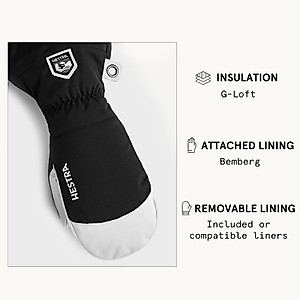 Hestra Army Leather Heli Ski Glove - Classic Snow Mitten for Skiing, Snowboarding and Mountaineering, Black, 7