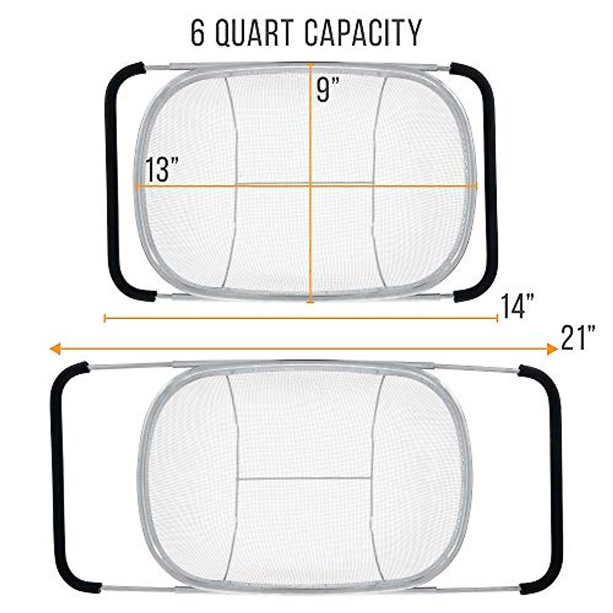 U.S. Kitchen Supply - Premium Quality Over The Sink Stainless Steel Oval Colander with Fine Mesh 6 Quart Strainer Basket & Expandable Rubber Grip Handles - Strain, Drain, Rinse Fruits, Vegetables