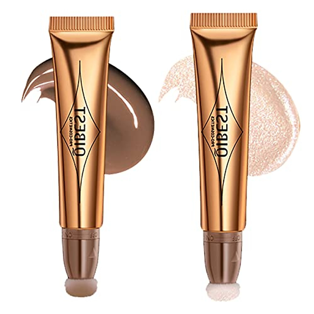 MEICOLY Contour Beauty Wand,Liquid Highlighter Stick Bronzer Cream with Applicator,Long Lasting Silky Smooth Blendable Contour Highlighter Wand,Cruelty Free,Contour +Highlighter, 2PCS
