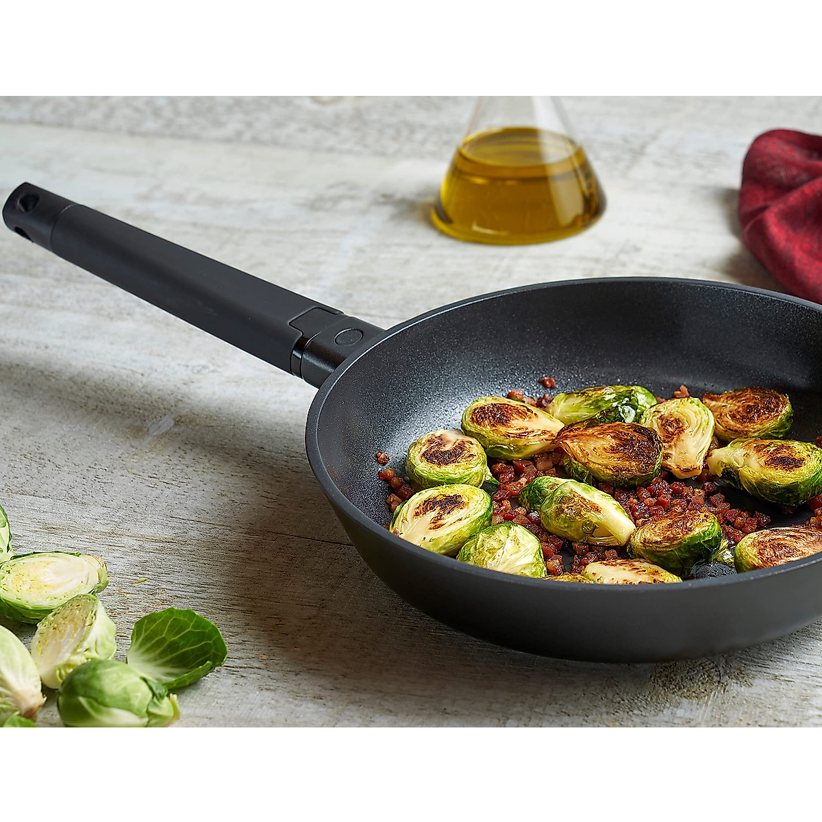 ZAVOR Noir 10 & 12 Inch Skillet Set - Premium Cast Aluminum with Titanium-based Nonstick Ceramic Coating & Removable Handles - Ultra Lightweight - Oven & Induction Ready | Noir Collection