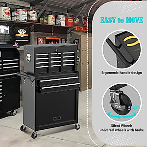 Yenntrss 8-Drawer Rolling Tool Chest & Removable with Wheels,Large Tool Storage Cabinet with Drawers for Garage,Toolbox Organizer with Lock for Mechanics,Warehouse,Worlshop (Black)