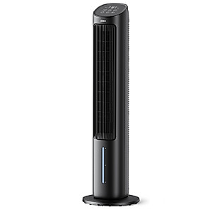 Dreo Evaporative Air Cooler, 40''Portable Tower Fan with Remote Control, 1.06Gal Detachable Water Tank, 80°Oscillating Swamp Fan, 3 Speeds, 9H Timer, Zinc White, Standard, DR-HEC001-W