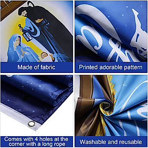 Christmas Nativity Backdrop Decoration, Merry Christmas Outdoor Religious Nativity Scene Banner, Holy Night Photo Booth Background Xmas Photography for Holiday Xmas Winter New Year Party, 43 x 73 Inch