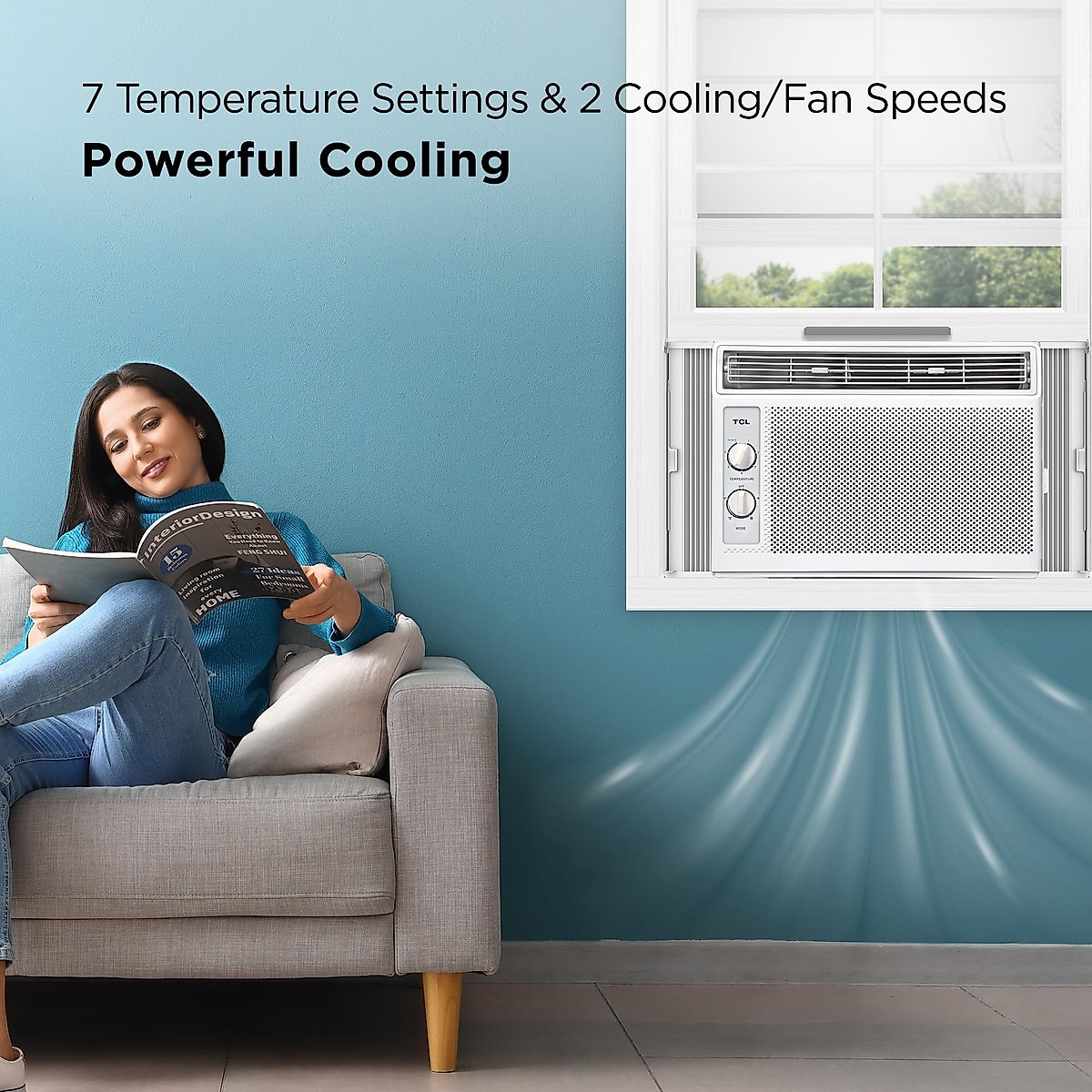 TCL H5W33M 5,000 Mechanical Controls 5000 BTU Window Air Conditioner,150 Sq. Ft, Easy-to-Use, Reusable Filter, Compact Design, White
