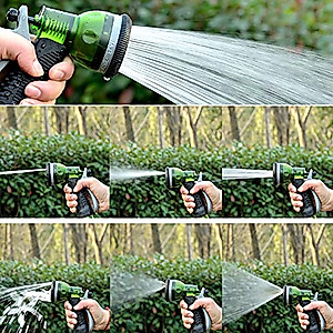 YESTAR 50FT Garden Coil Hose 3/4" Solid Brass Connector Flexible Water Hose with High Pressure 7-Pattern Spray Nozzle Lightweight Durable Easy to Storage Kink Free