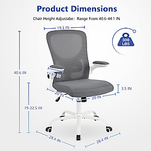 400lb Big and Tall Office Chair for Heavy People, Heavy Duty Ergonomic Mesh Chair Computer Executive Desk Chair with Wide Thick Seat, Adjustable Height and Armrests, Black