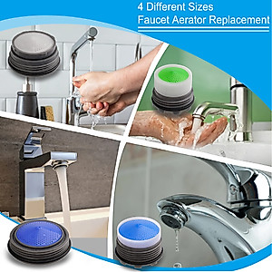 iFealClear 12 Pcs Faucet Cache Aerators with 6 Pcs Removal Wrench Tool, Water Saving Flow Restrictor Replacement Part, for Bathroom or Kitchen Sink, M16.5 18.5 21.5 24 mm Tap Aerators Flow Restrictor