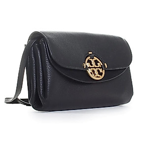 Tory Burch Womens Miller Leather Crossbody Shoulder Handbag Brown Small