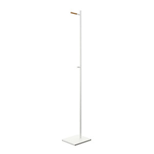 YAMAZAKI Home Freestanding Modern Coat Hook Hanger for Entryway, Office, or Bedroom with Wooden Accent | Steel + Wood, One Size, White
