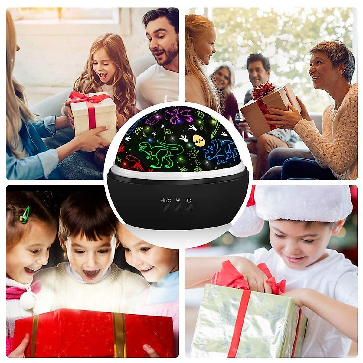 DQMOON Dinosaur Night Light for Kids, Projector with 8 Colors, 360 Rotation, Safe Materials, Ideal Birthday Gift