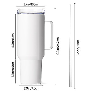 OFFNOVA 40oz Sublimation Tumblers with Handle, Stainless Steel Coffee Tumbler Blank, Double Wall Vacuum Sublimation Travel Cups for Heat Press Printing