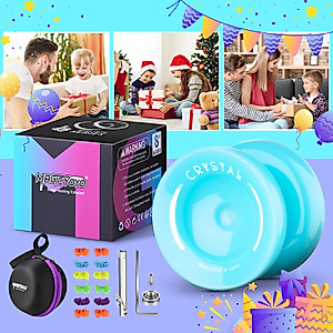 MAGICYOYO Responsive Yoyo for Beginners K2, Dual Purpose Yoyo for Kids with Replacement Unresponsive Bearing for Intermediate + Bearing Remover + Yoyo Case Bag + 12 Yoyo Strings (Blue)
